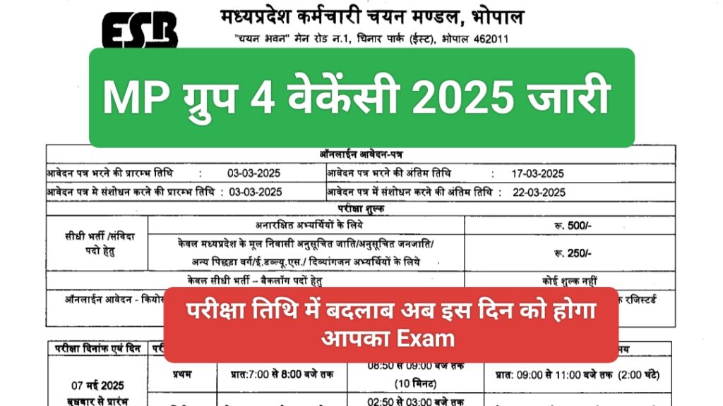 MP ESB Bharti 2025 New:मध्य प्रदेश ग्रुप 4 सहायक 3 के 966 पदों पर भर्ती ...